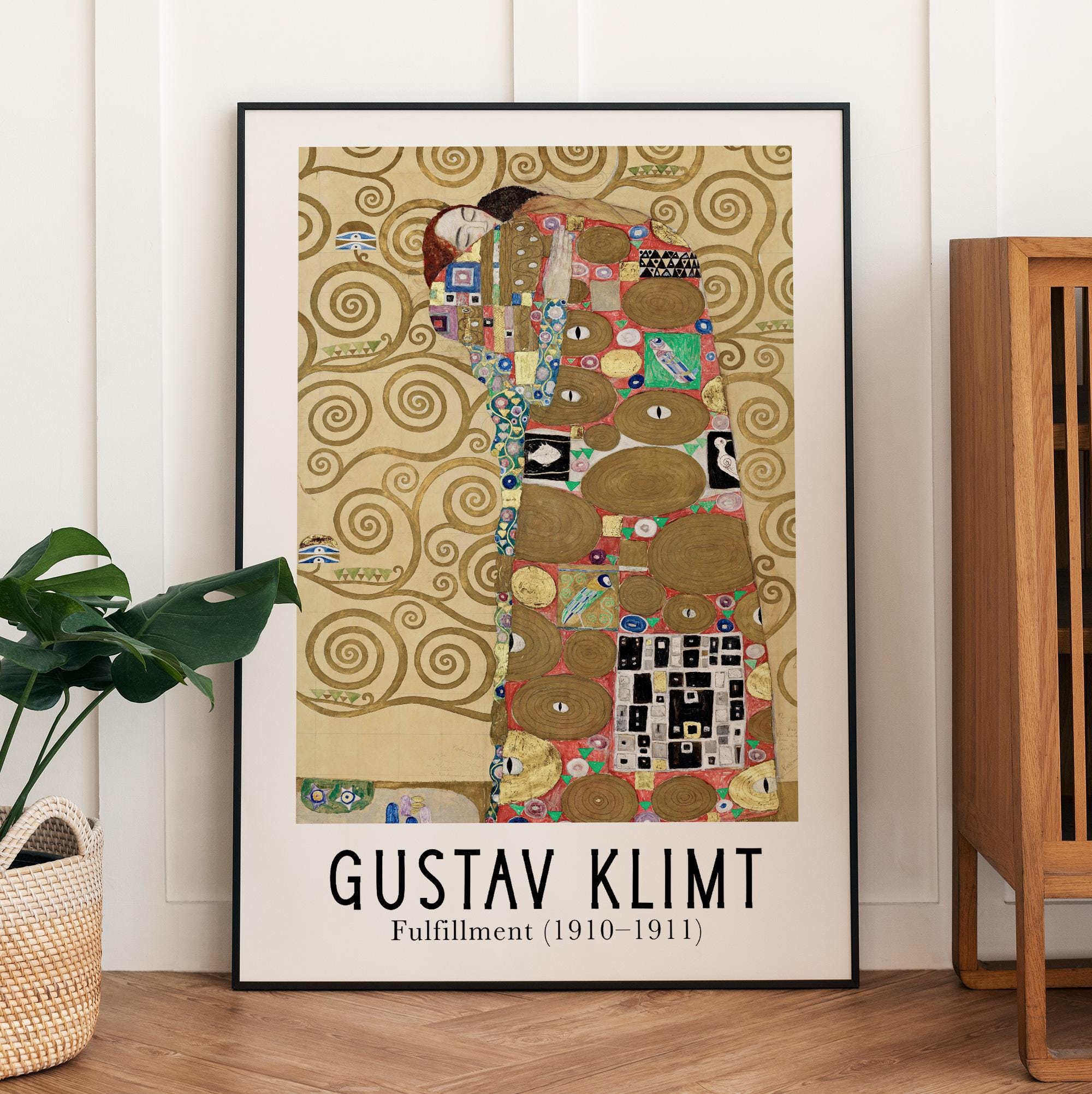 Gustav Klimt Fulfillment 1910 1911 Art Nouveau Digital Poster Elegant ...