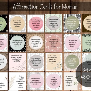Printable Affirmation Cards for Women Empowerment 48 Positive Quotes ...