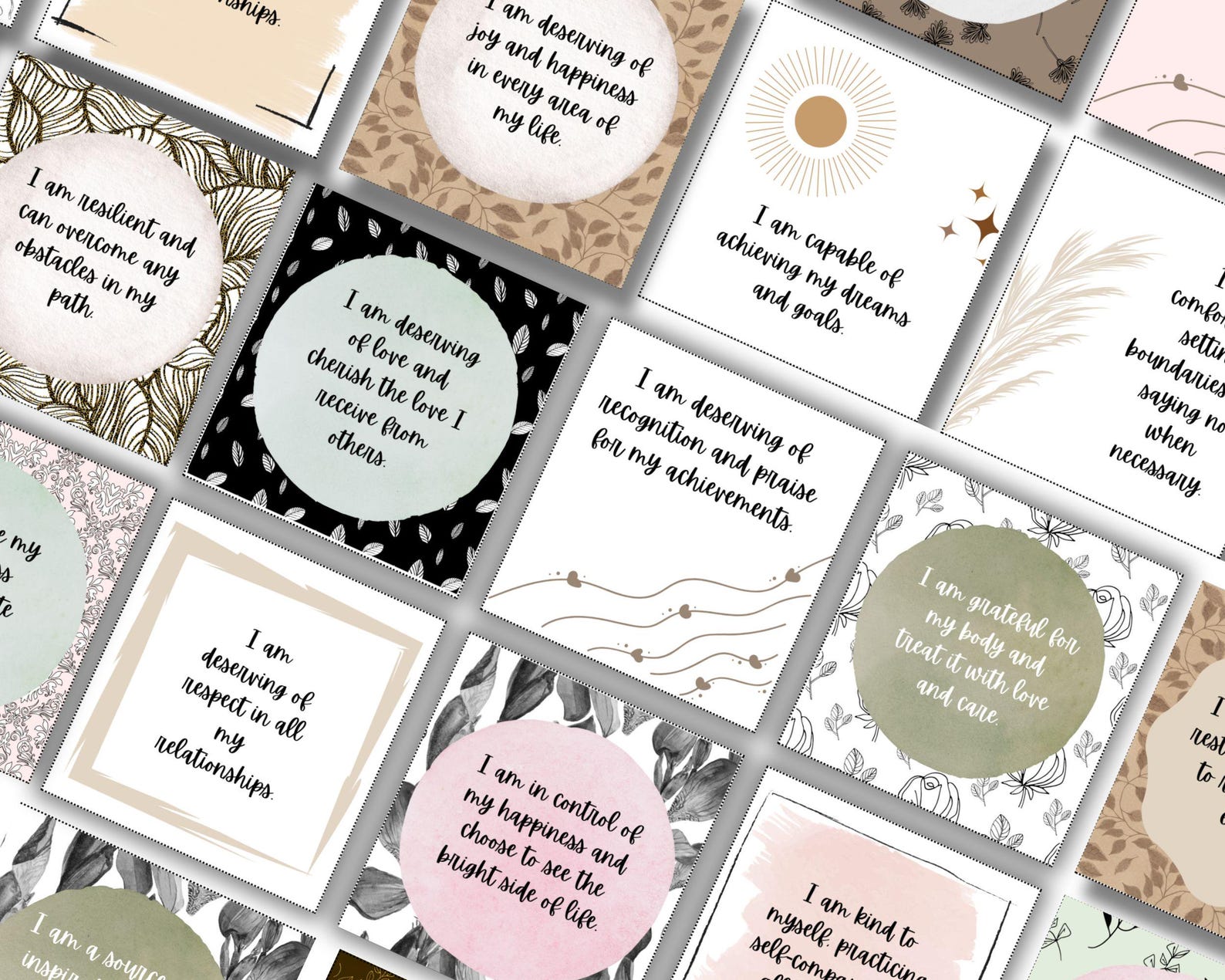 Printable Affirmation Cards for Women Empowerment 48 Positive Quotes ...