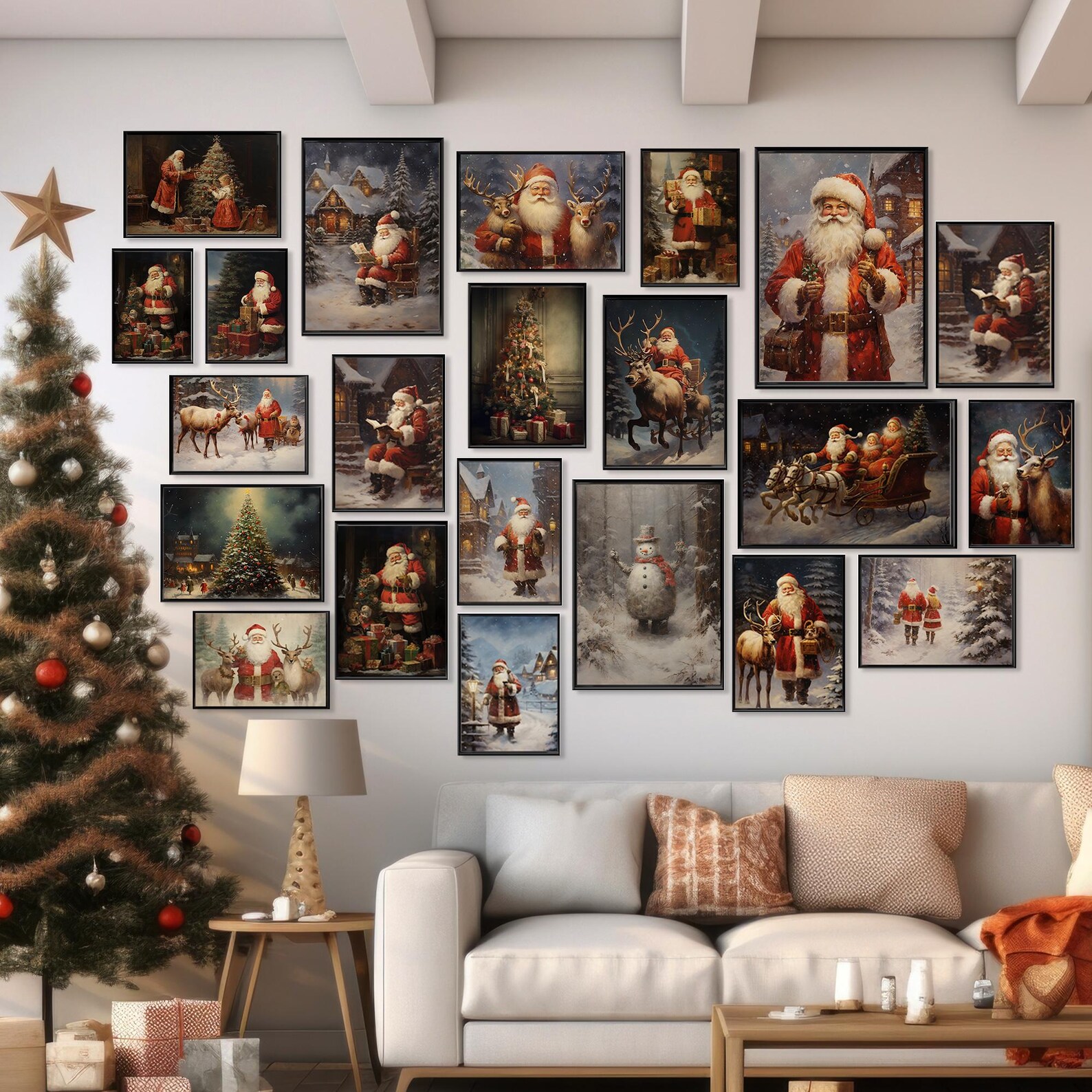 Set of 20 Christmas Printables Bundle | Santa Claus, Reindeer, Winter ...