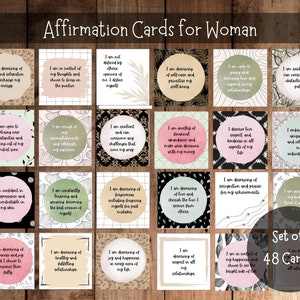 Printable Affirmation Cards for Women Empowerment 48 Positive Quotes ...