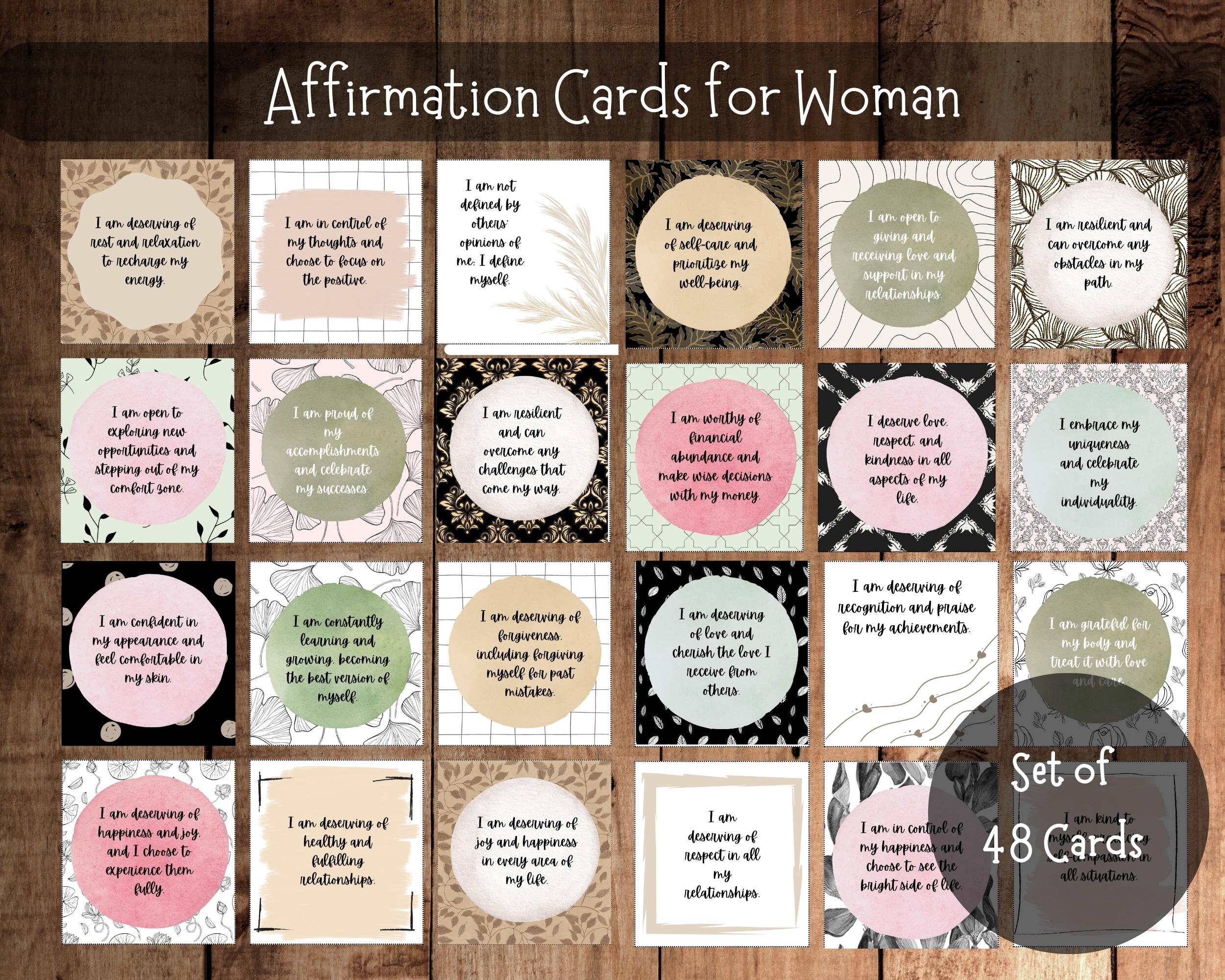 Printable Affirmation Cards for Women Empowerment 48 Positive Quotes ...