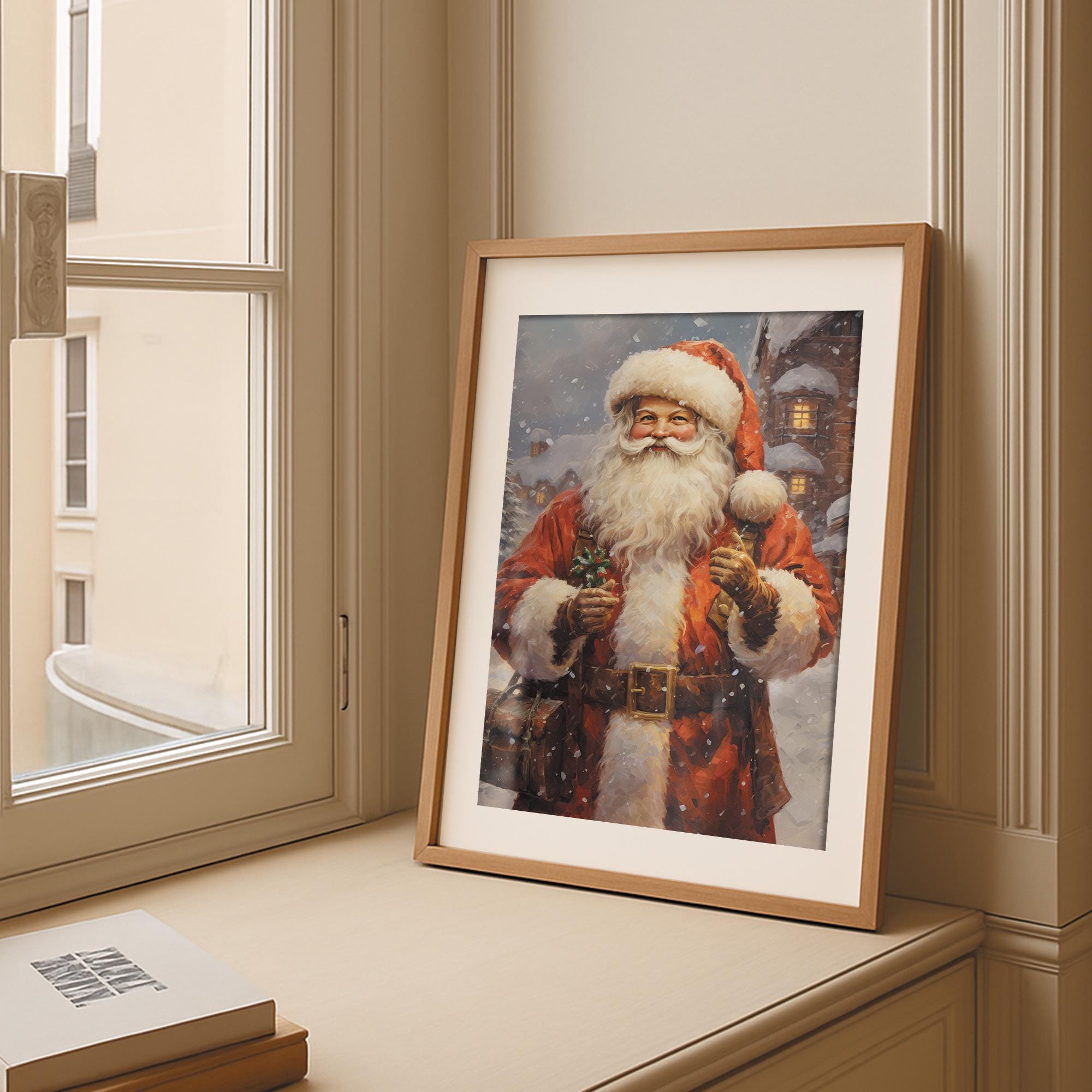 Vintage Santa Claus Christmas Wall Art | Holiday Decor Printable ...
