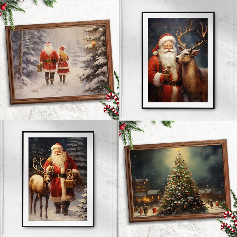 Set of 20 Christmas Printables Bundle | Santa Claus, Reindeer, Winter ...