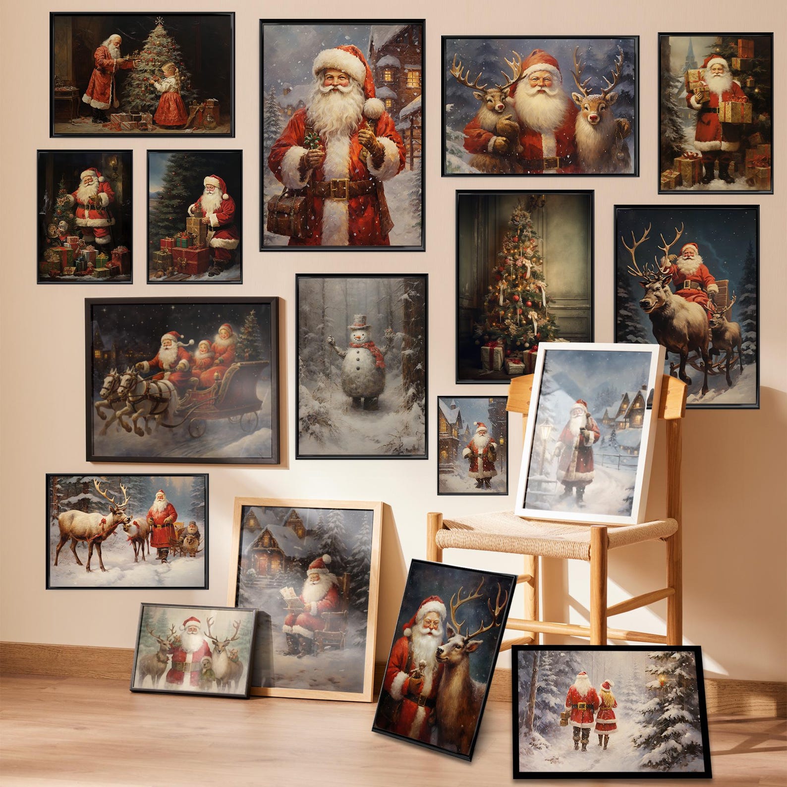 Set of 20 Christmas Printables Bundle | Santa Claus, Reindeer, Winter ...