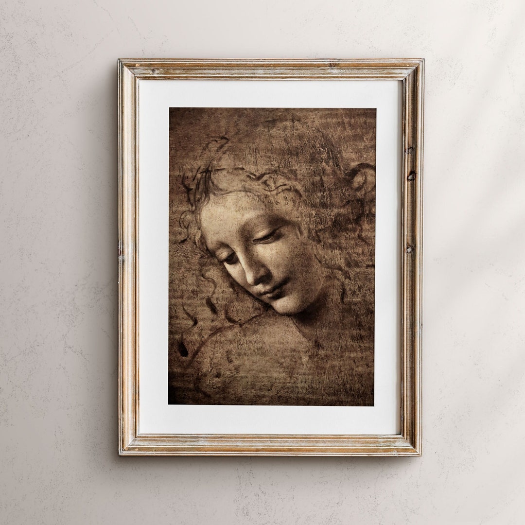 Printable Leonardo Da Vinci's La Scapigliata (circa 1506–1508) Famous Painting, Woman Portrait ...