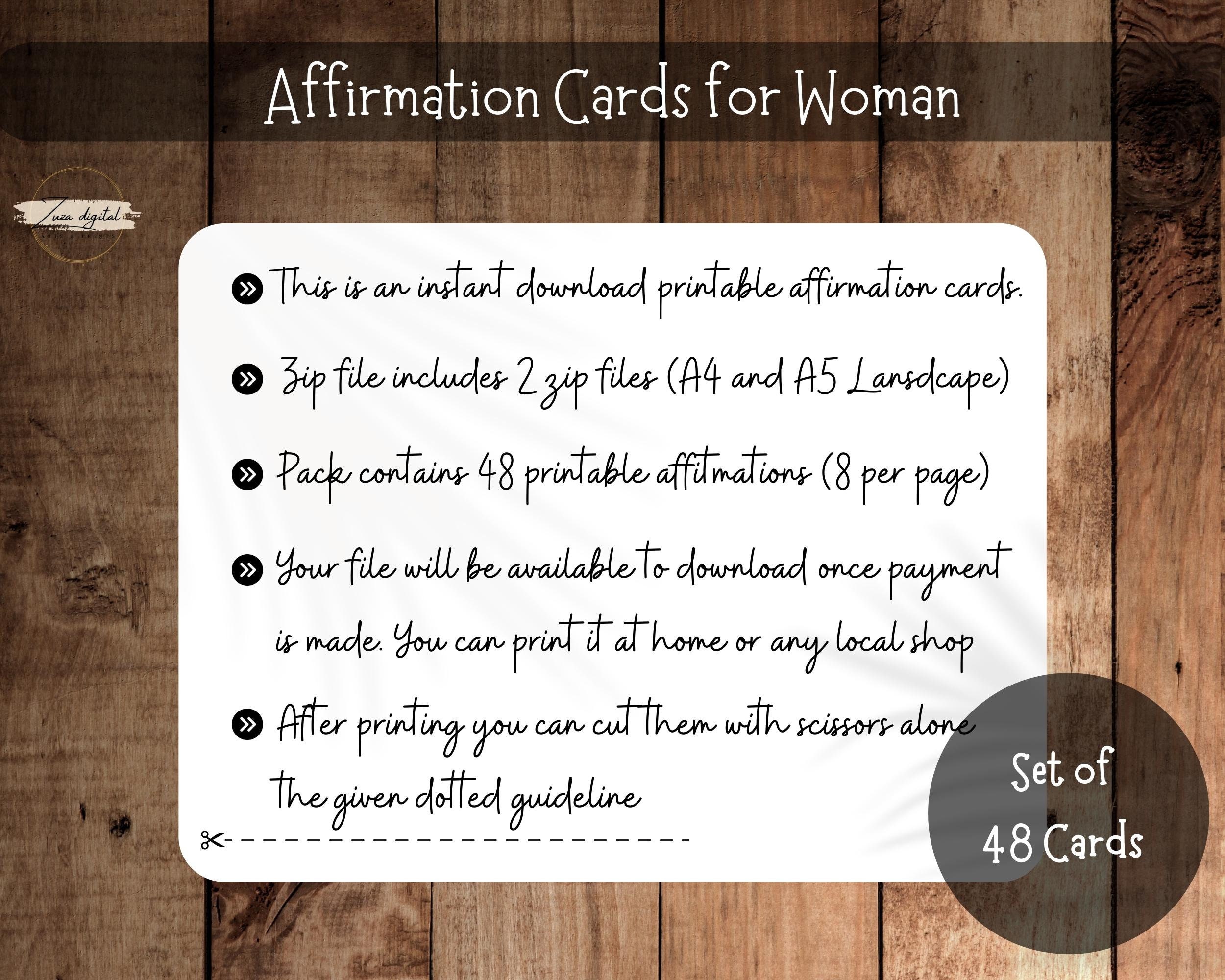 Printable Affirmation Cards for Women Empowerment 48 Positive Quotes ...