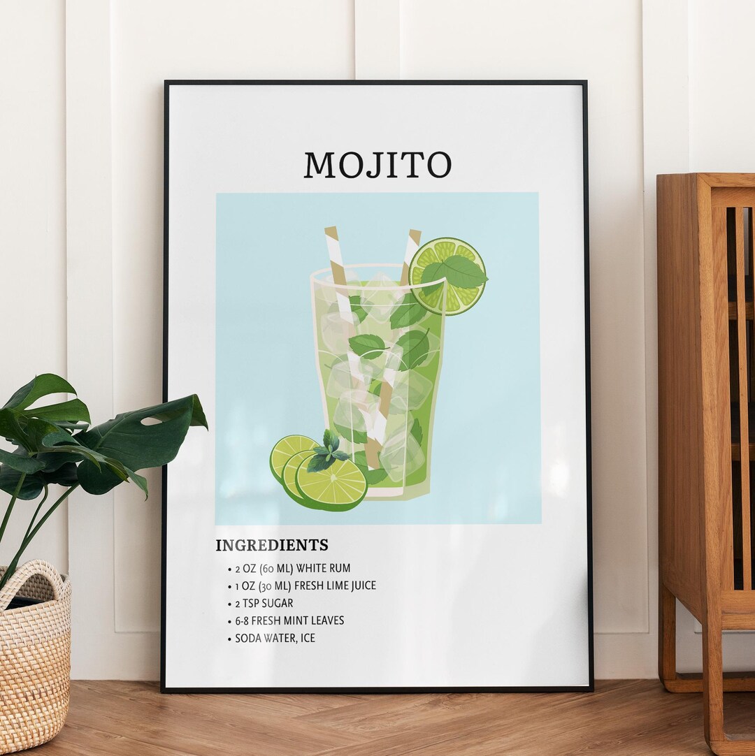 Mojito Printable Wall Art - Bar Cart Decor Cocktail Poster | Party ...