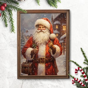 Vintage Santa Claus Christmas Wall Art | Holiday Decor Printable ...