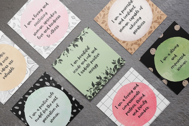 Printable Affirmation Cards for Women Empowerment 48 Positive Quotes ...