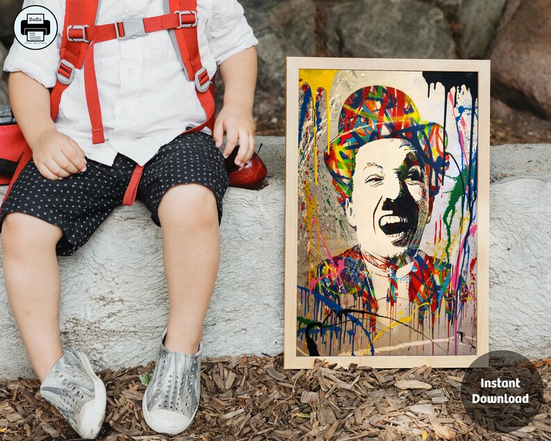 Banksy Charlie Chaplin Poster Street Art Painting Canvas Charlie ...