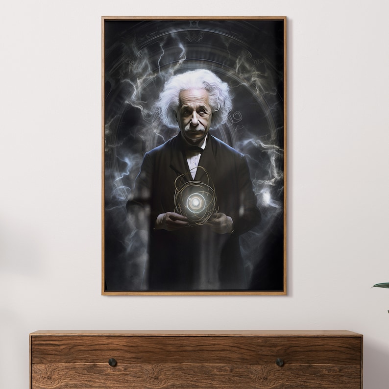 Printable Iconic Albert Einstein Holding Atom | Einstein Art | Science ...