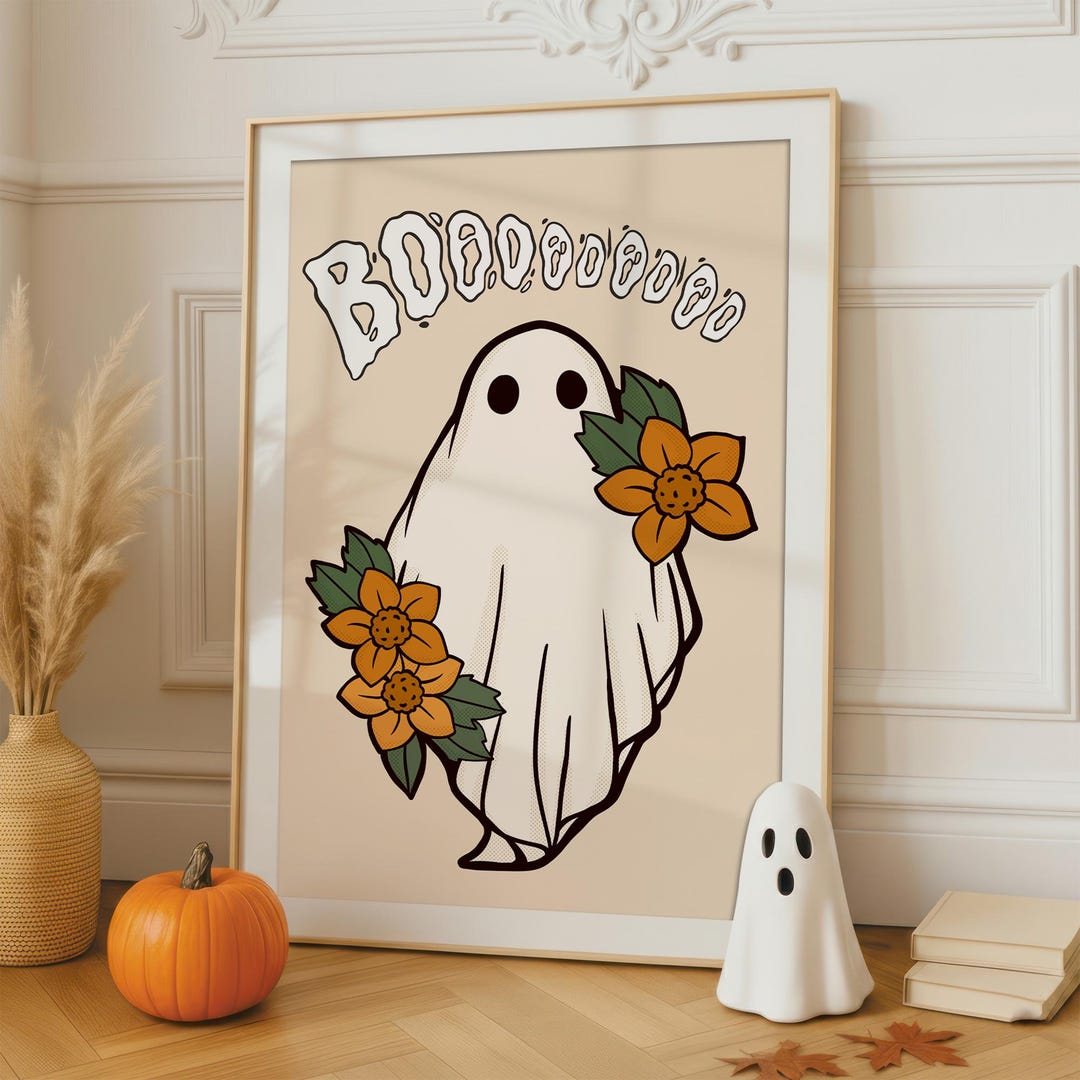 Vintage Halloween Ghost Poster | Retro Boo! Wall Art | Digital Download ...
