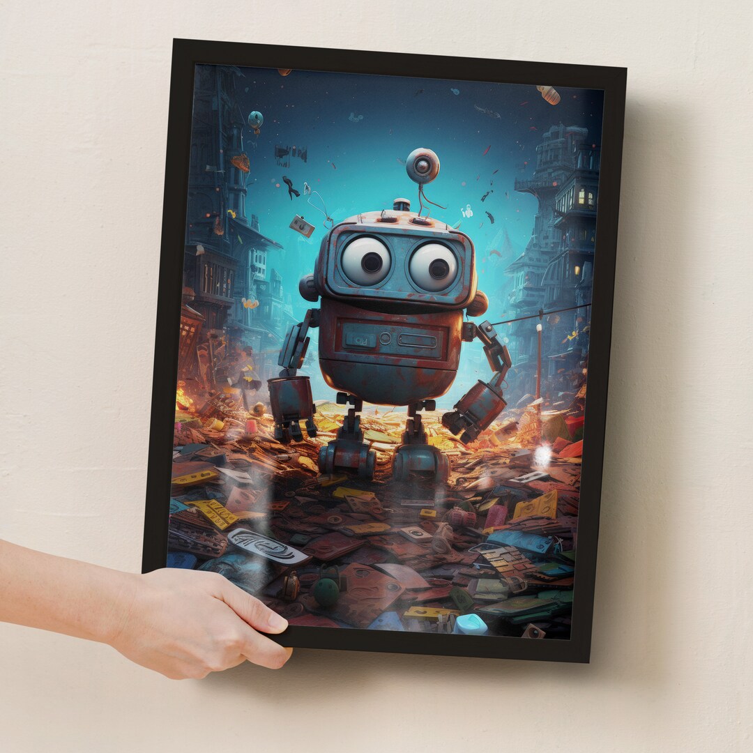 Adorable Scrapbot Wall Art Print | Futuristic Robot Decor | Digital ...
