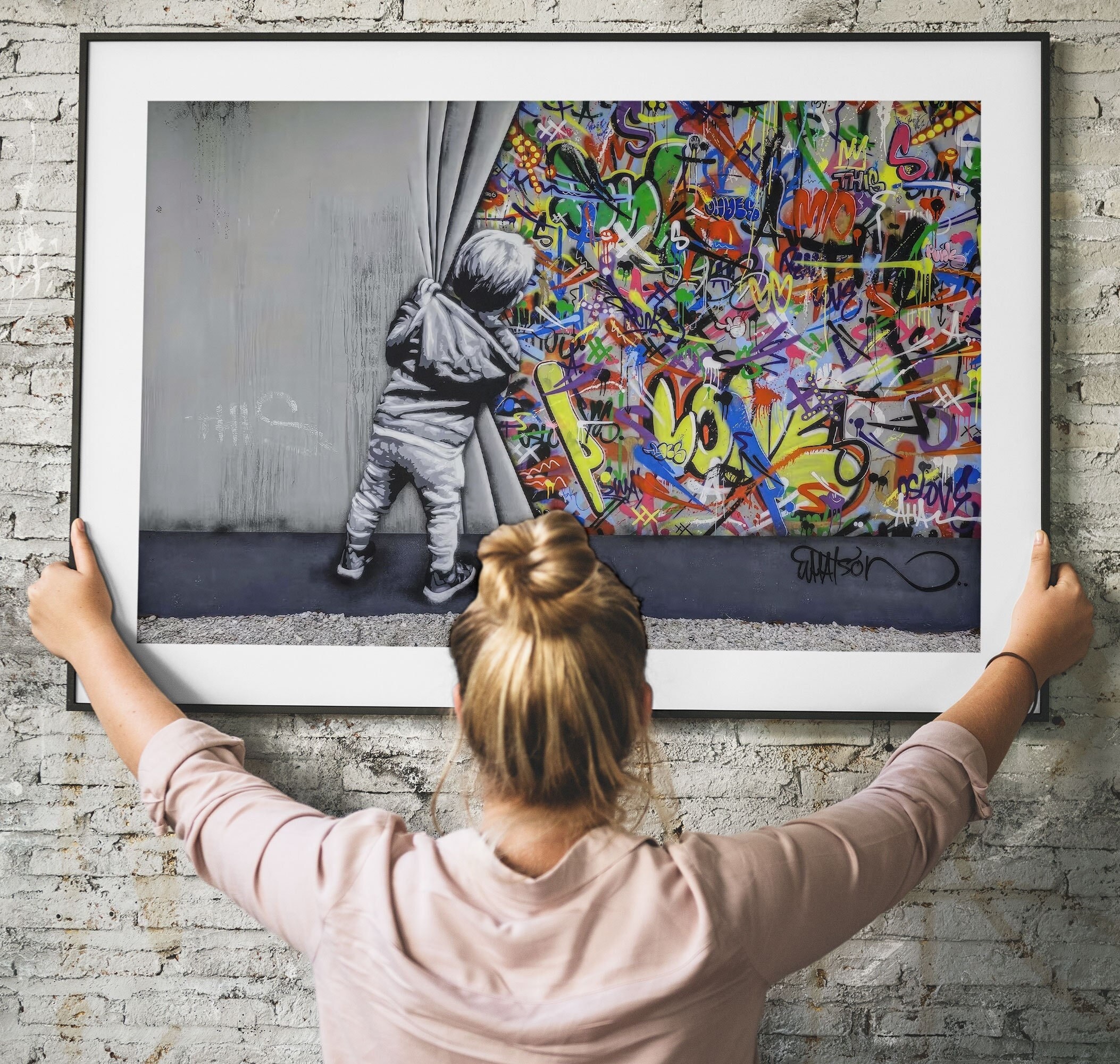 Printable Banksy Wall Art Behind the Curtain Digital Download Printable ...