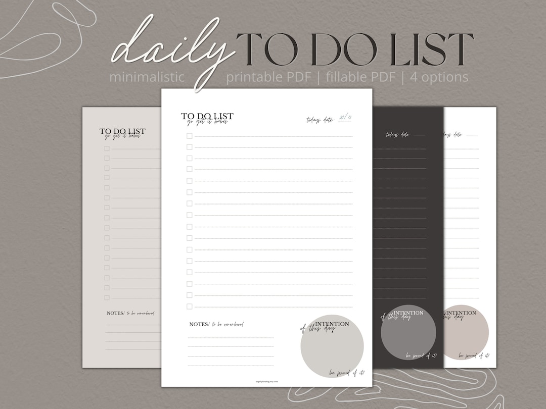 Minimal TO DO List! Fillable PDF | Printable Pdf | Simple, Clean and ...