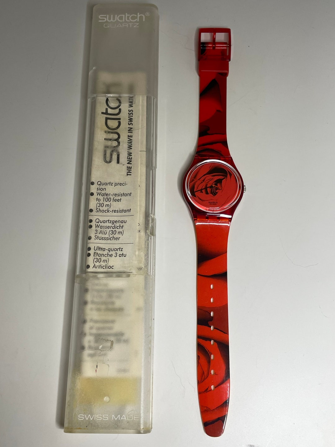 SWATCH Watch Red Rose. Original SWATCH Box & Papers 6809/1114 W ...