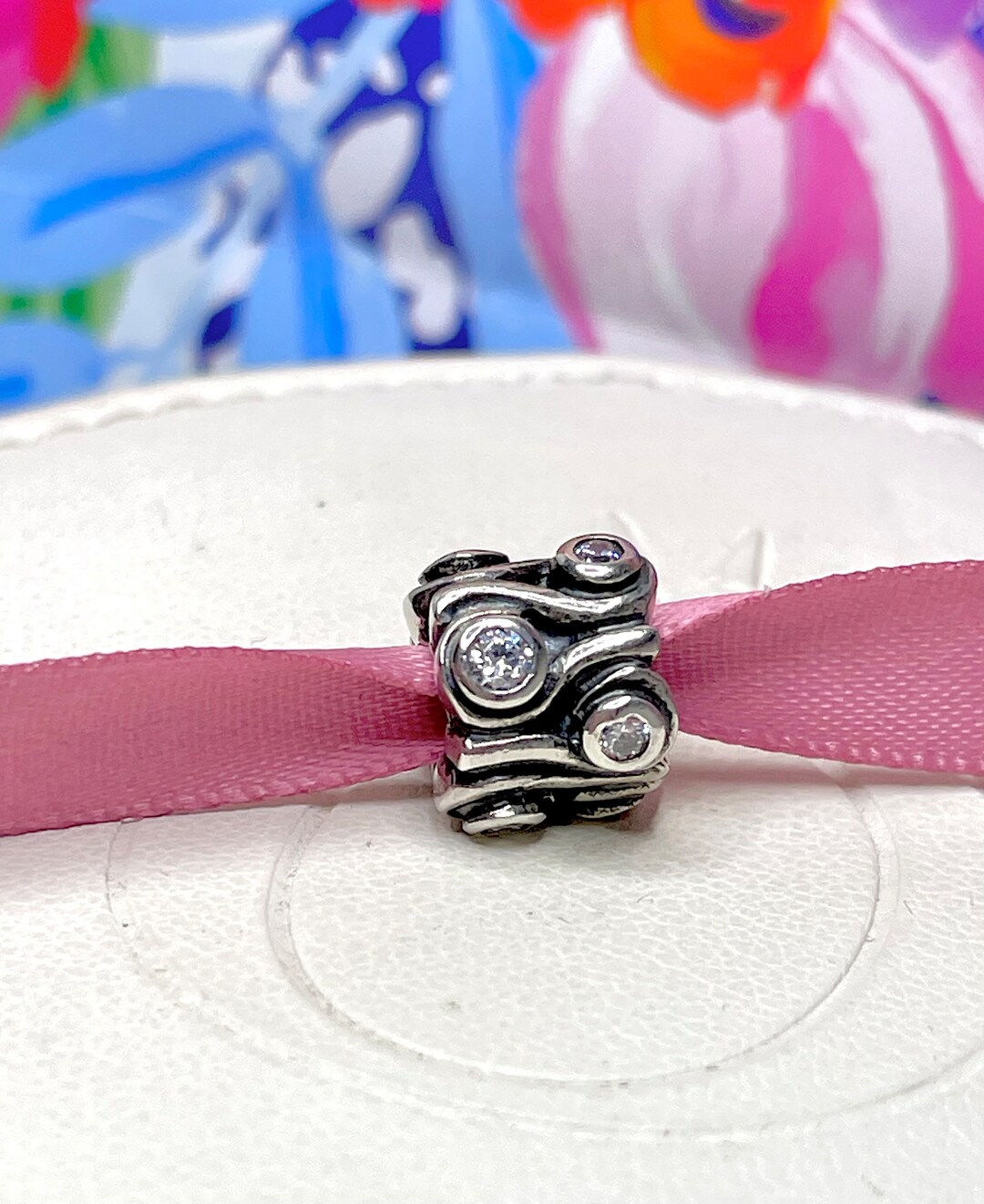 In Gift Box, Pandora Ocean Waves Clear Cz Sterling Silver Charm for ...