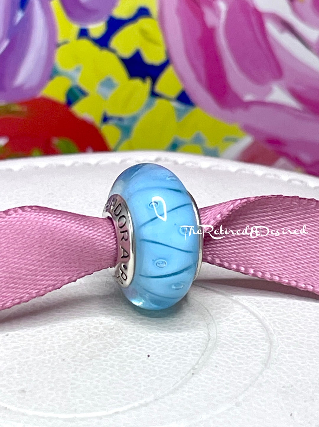 In Gift Box, Authentic Pandora Turquoise Looking Glass Murano Charm for ...