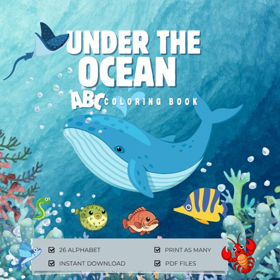 Under the Ocean – ABC Alphabet Coloring Book (PDF + Canva) - Etsy