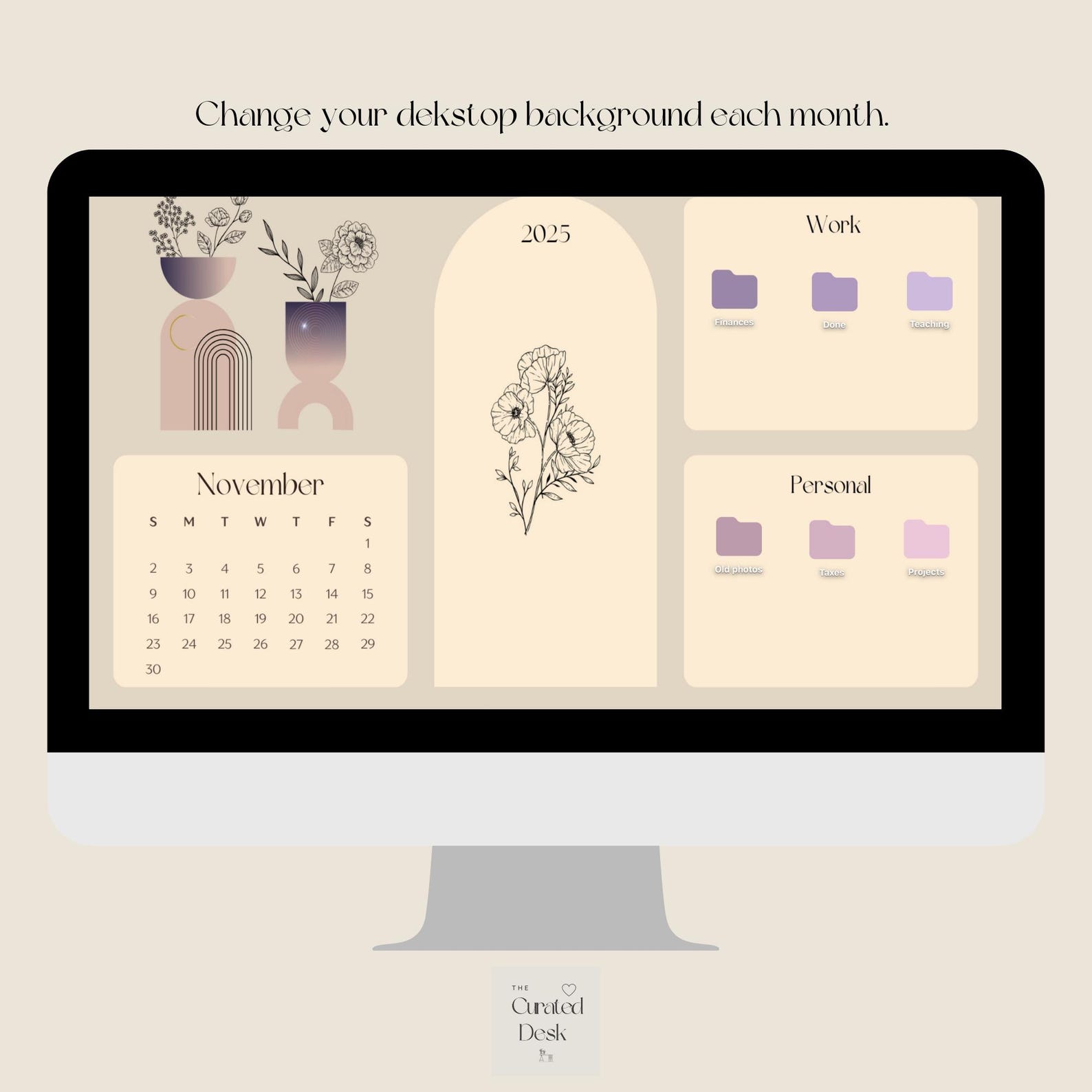 FULLY EDITABLE Desktop Organizer Kit With Calendar 2024-2025| 50+ Icons ...