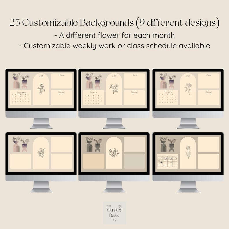 FULLY EDITABLE Desktop Organizer Kit With Calendar 2024-2025| 50+ Icons ...