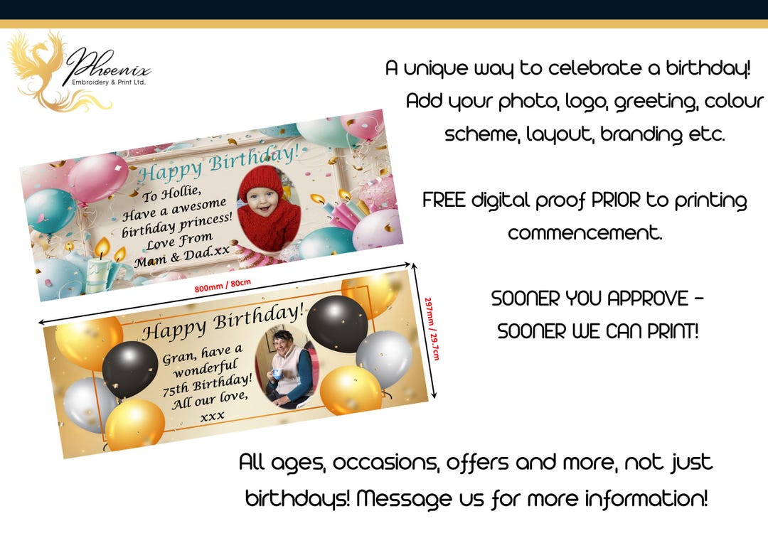 Ladies Happy Birthday Banner Photo Girls, Personalised Custom, Printed ...