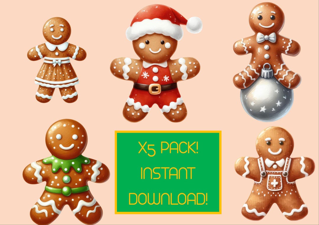 Gingerbread Christmas Sublimation Bundle FIVE Pack! Instant Download ...