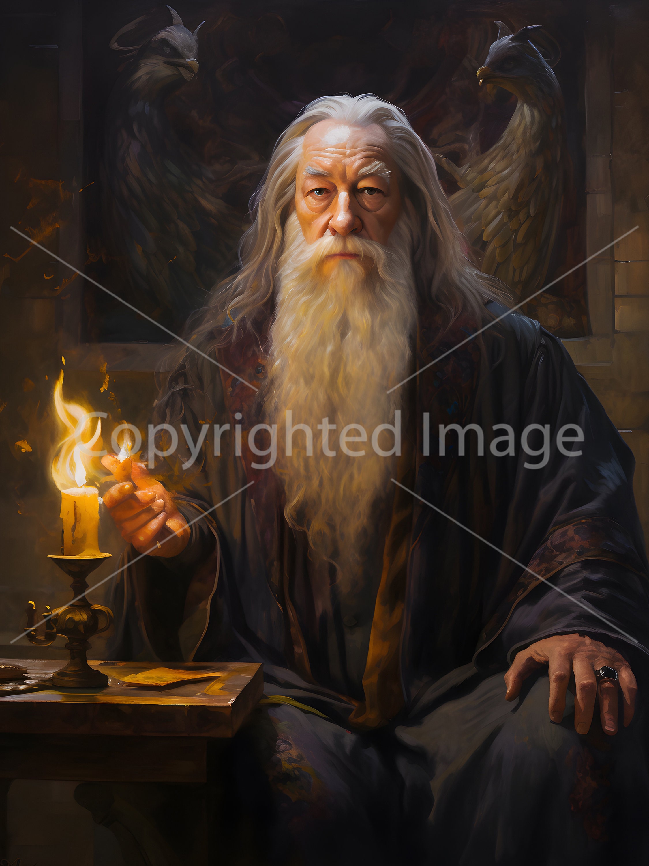 Headmaster Dumbledore Portrait Wizard Poster, Digital Gallery Wall ...