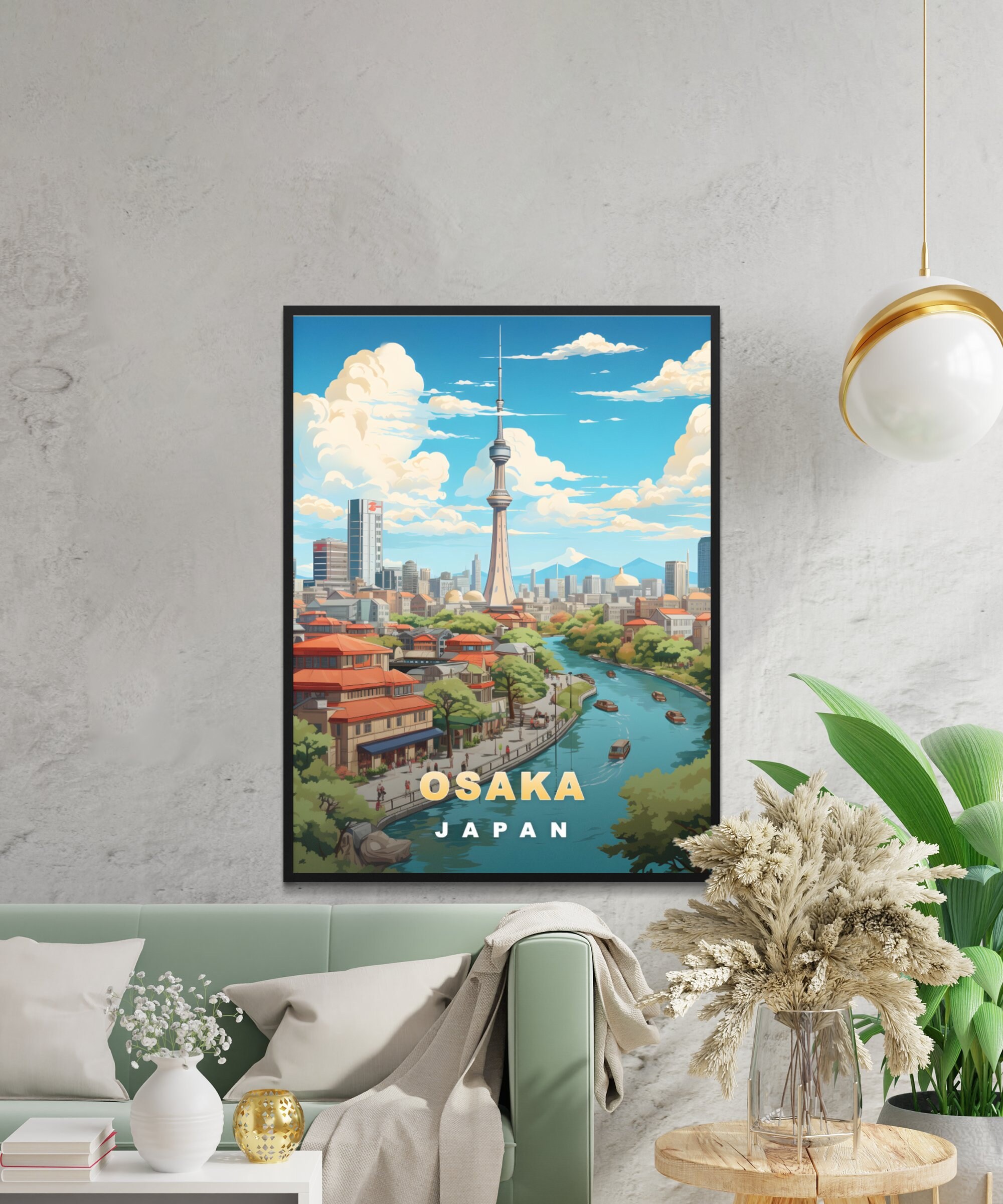 Osaka Travel Poster Japan Digital Print Retro Wall Art - Etsy