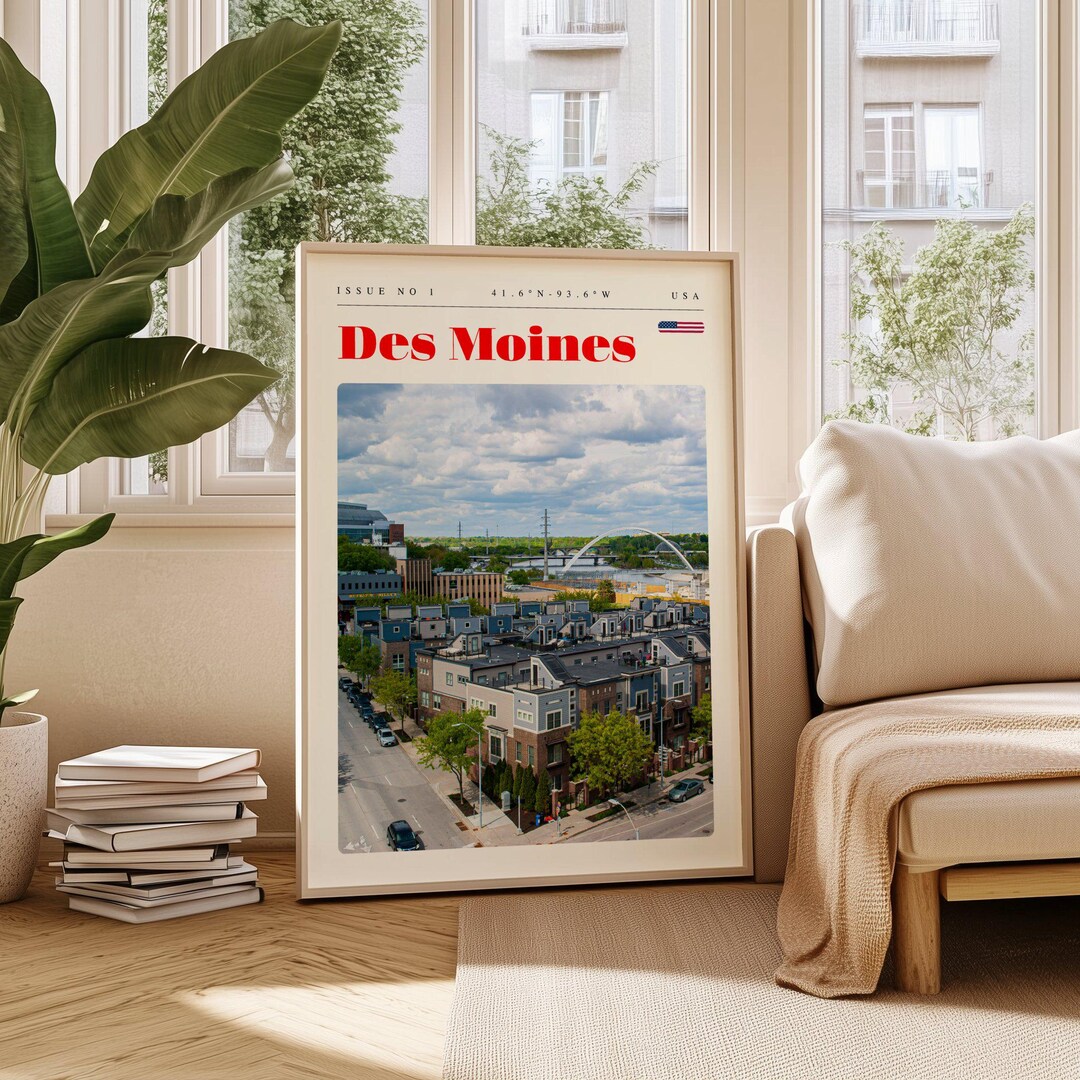 Des Moines Travel Poster: Retro Iowa Art Print (digital Download) - Etsy