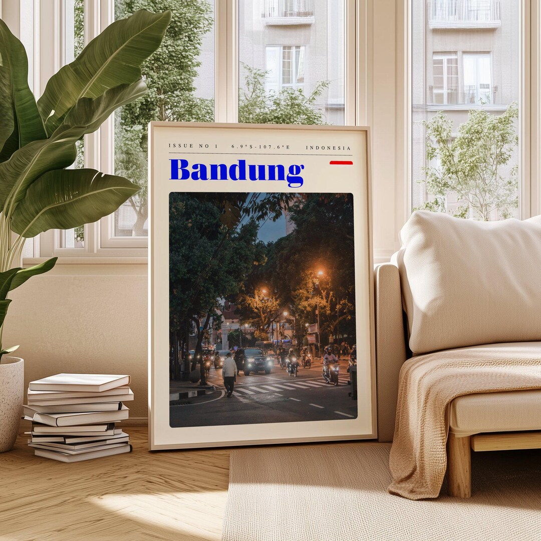 Bandung Travel Poster, Indonesia Digital Print, Modern Wall Art ...