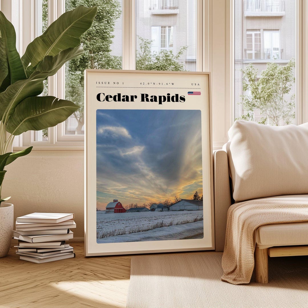 Cedar Rapids Iowa Travel Poster: Vintage City Art (digital Download) - Etsy