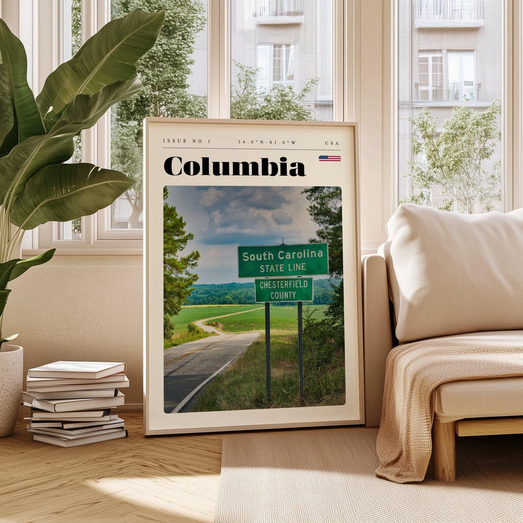 Columbia Travel Poster, USA Digital Print, Modern Wall Art, Printable ...
