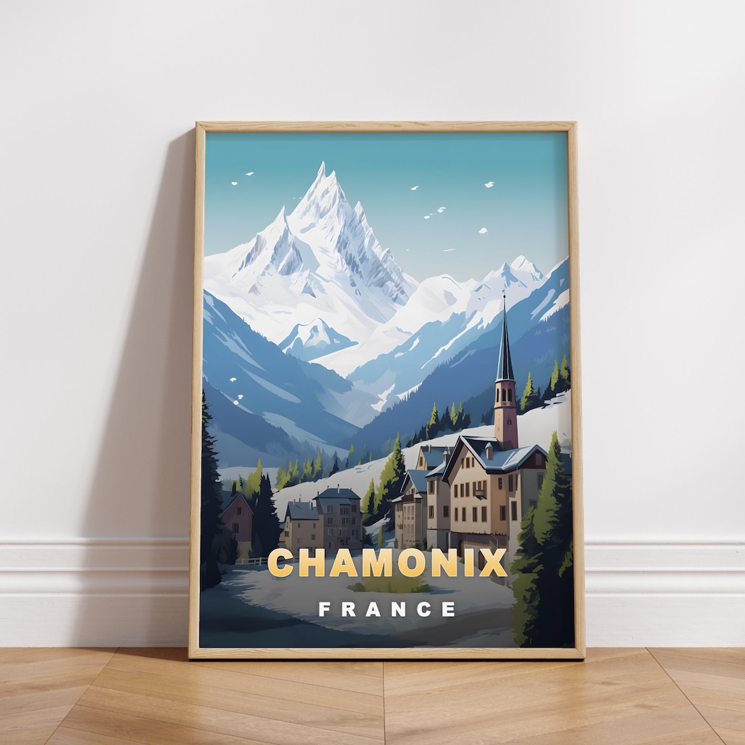 Chamonix Travel Poster, France Digital Print, Retro Wall Art, Printable ...