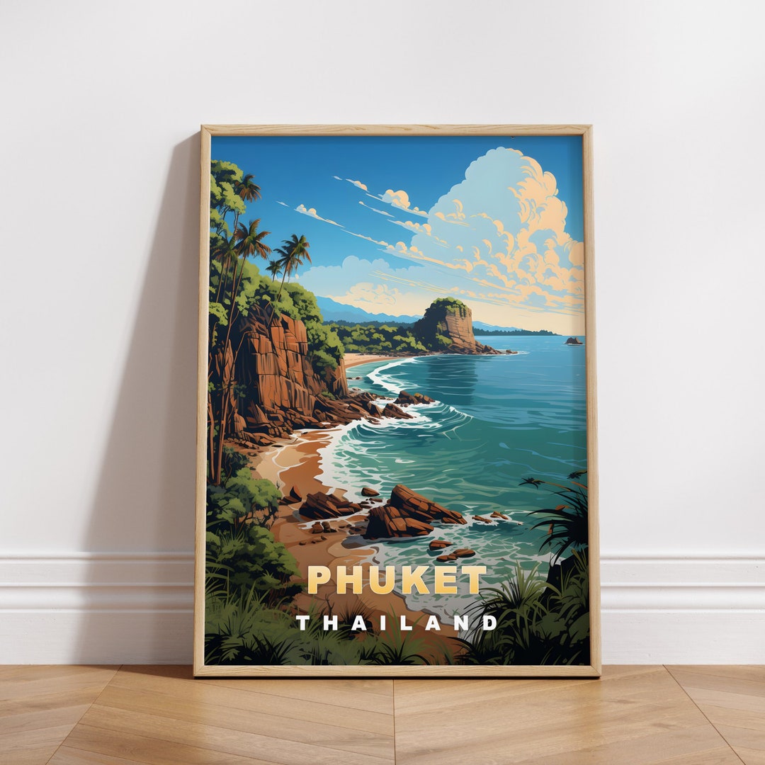 Phuket Travel Poster, Thailand Digital Print, Retro Wall Art, Printable ...