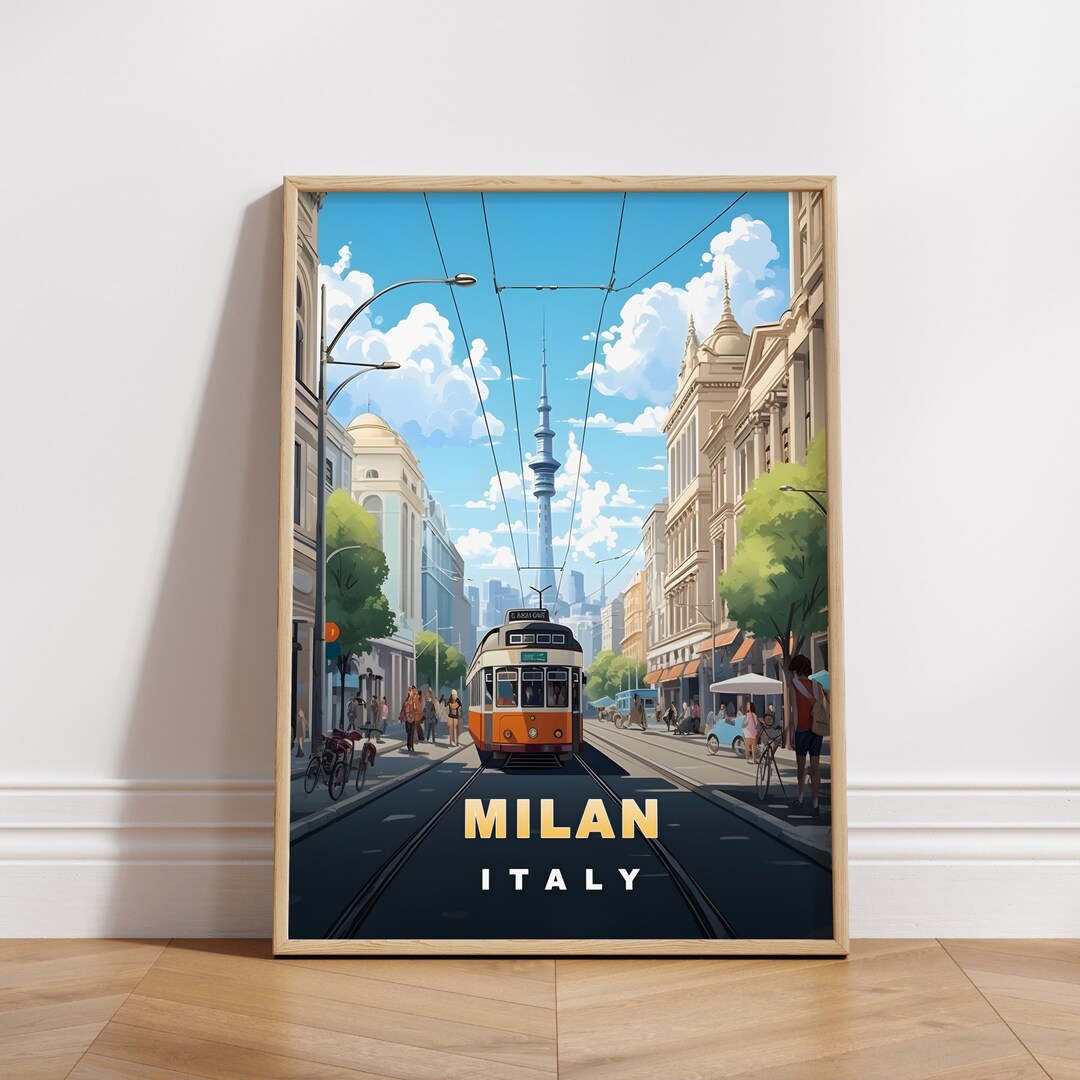 Milan Travel Poster: Retro Italy Wall Art (digital Download) - Etsy
