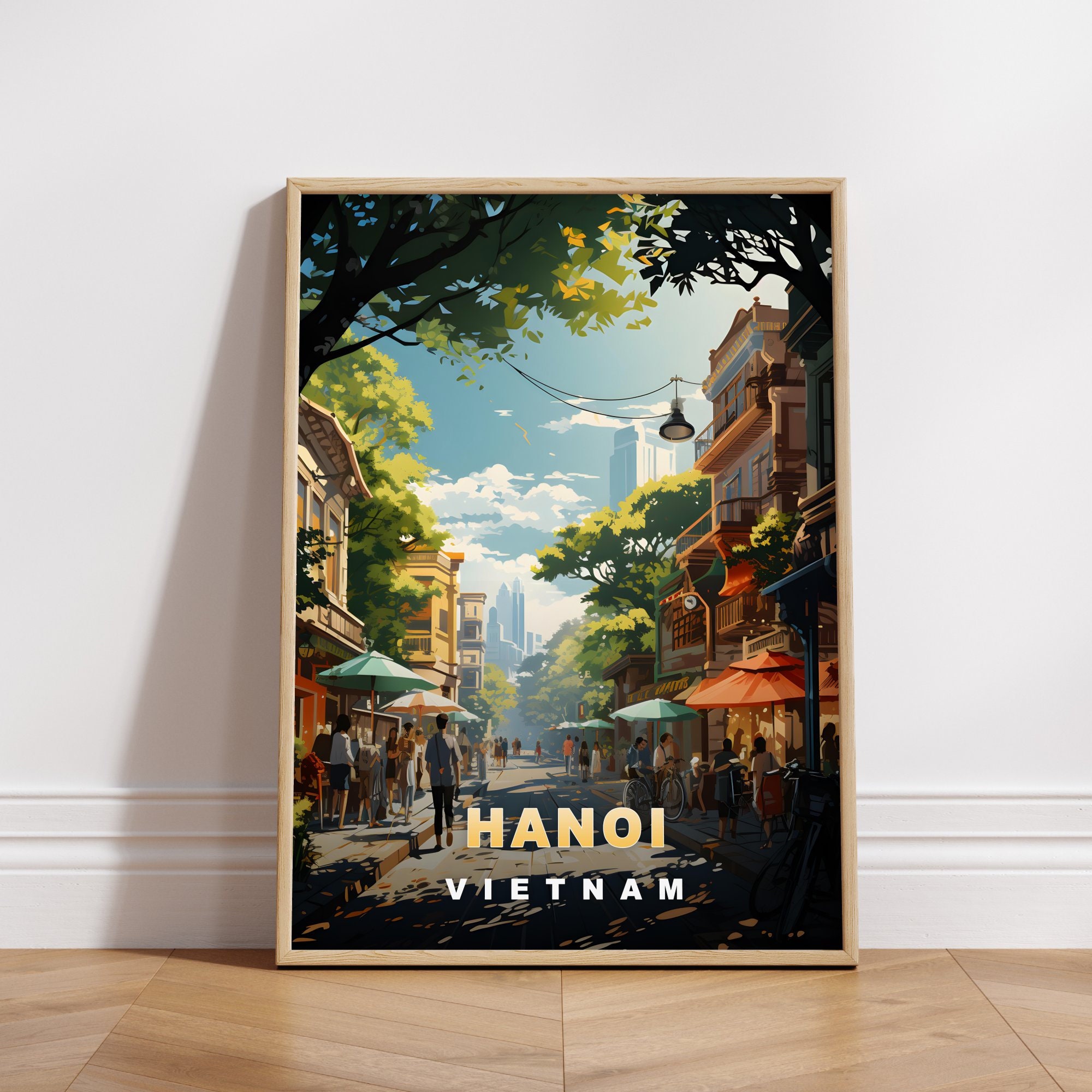 Hanoi Vietnam Travel Poster: Retro City Art Print (digital Download) - Etsy