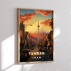 Tehran Travel Poster: Retro Iran Cityscape Art (digital Download) - Etsy