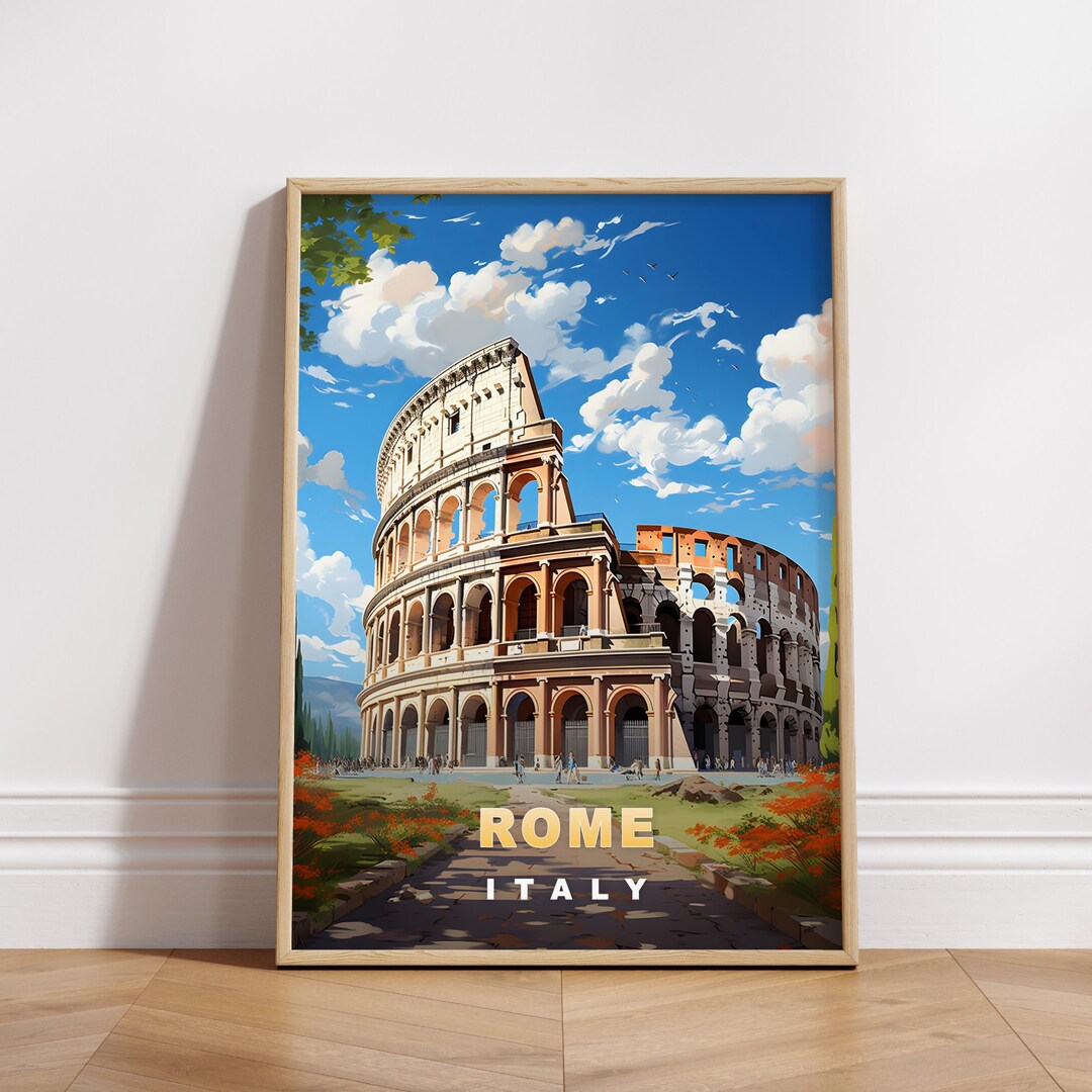 Rome Travel Poster: Retro Colosseum Print (digital Download) - Etsy