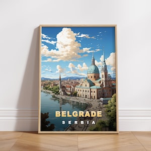 Belgrade Travel Poster, Serbia Digital Print, Retro Wall Art, Printable ...