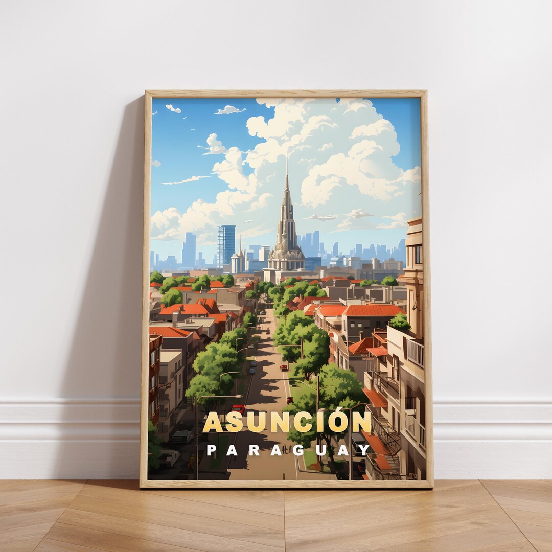 Asunción Paraguay Travel Poster: Retro South America Wall Art (digital ...