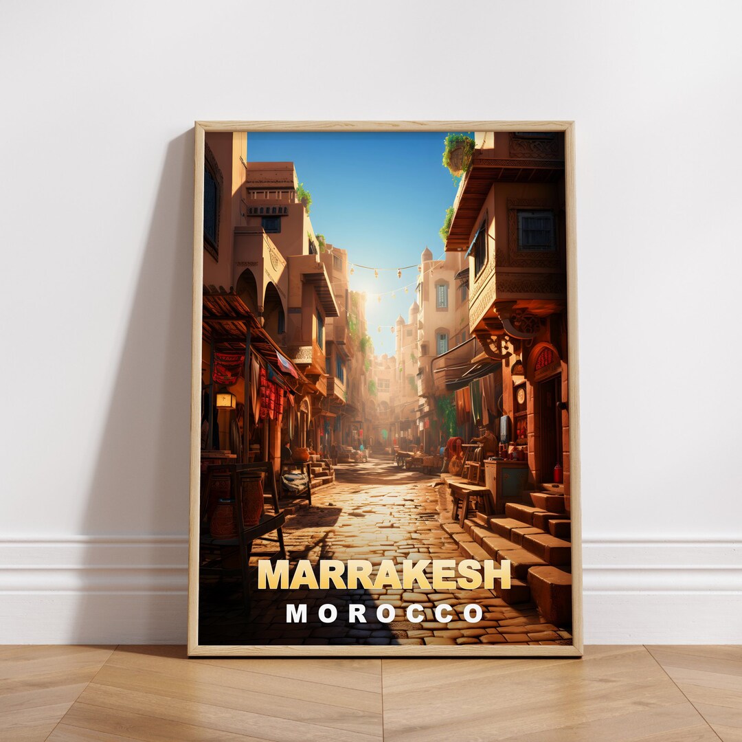 Marrakesh Morocco Travel Poster: Retro Africa Wall Art (digital ...