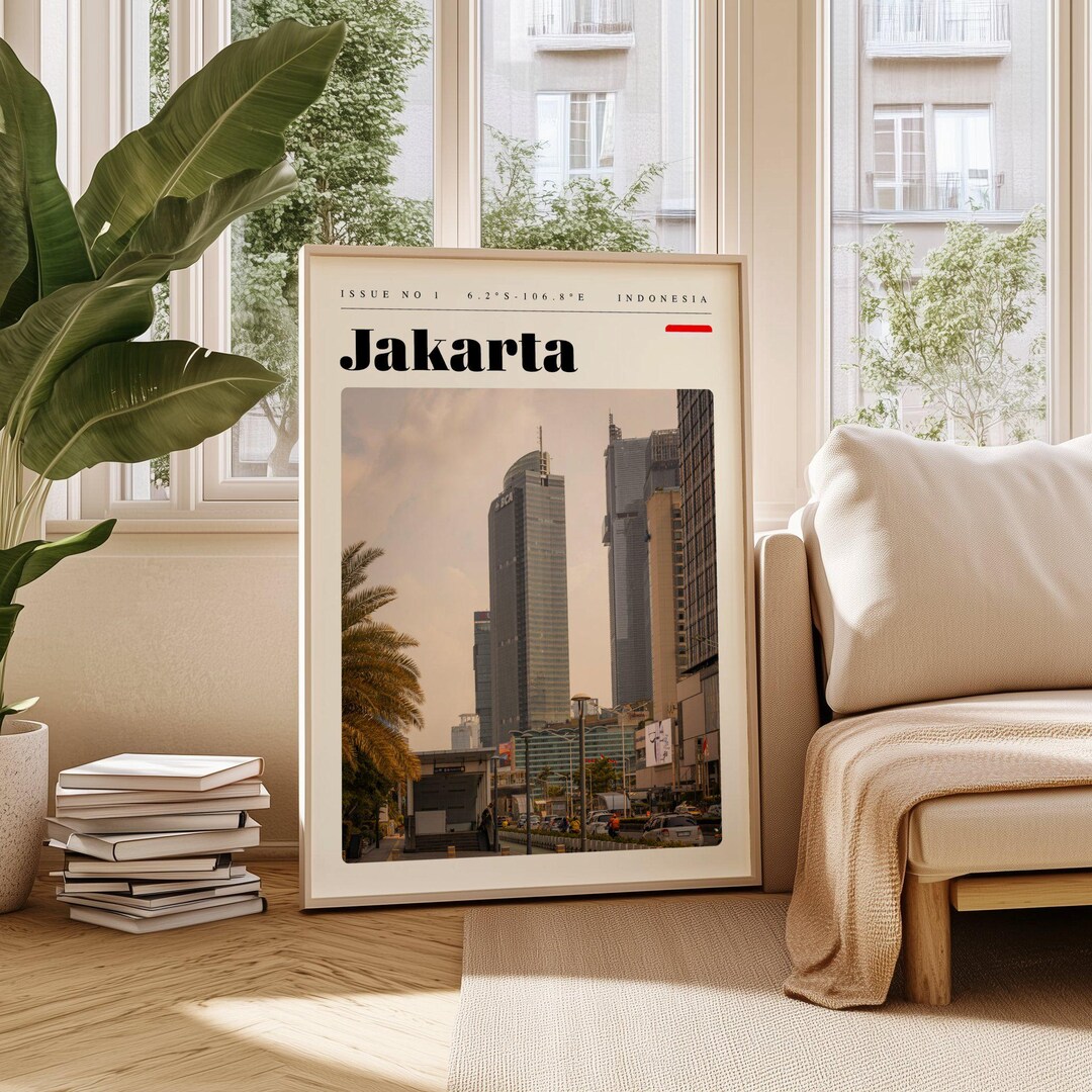 Jakarta Travel Poster, Indonesia Digital Print, Modern Wall Art ...