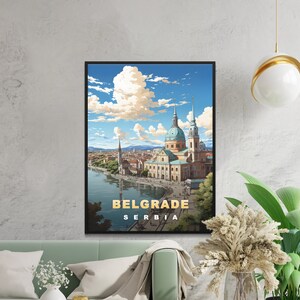 Belgrade Travel Poster, Serbia Digital Print, Retro Wall Art, Printable ...