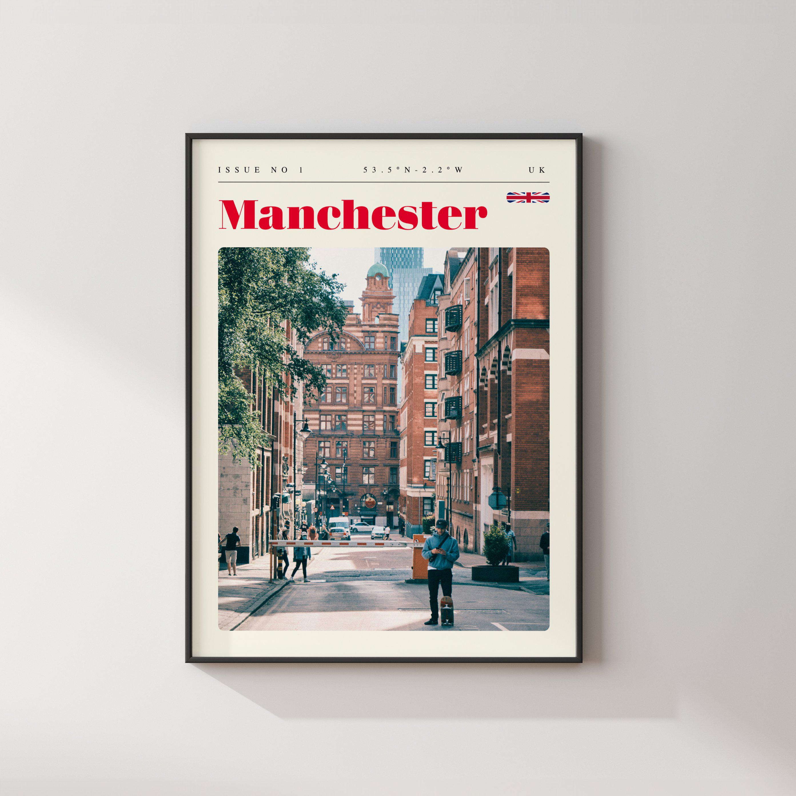 Manchester UK Travel Poster: Retro City Wall Art (digital Download) - Etsy