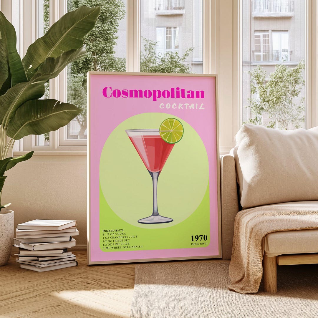 Cosmopolitan Poster, Cocktail Cocktail Art, Bar Decor Print, Modern ...
