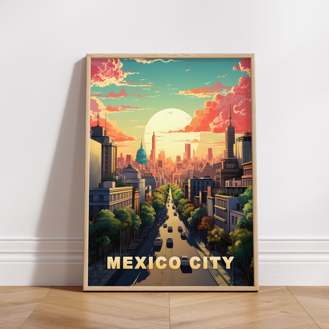 Mexico City Travel Poster: Retro South America Wall Art (digital ...