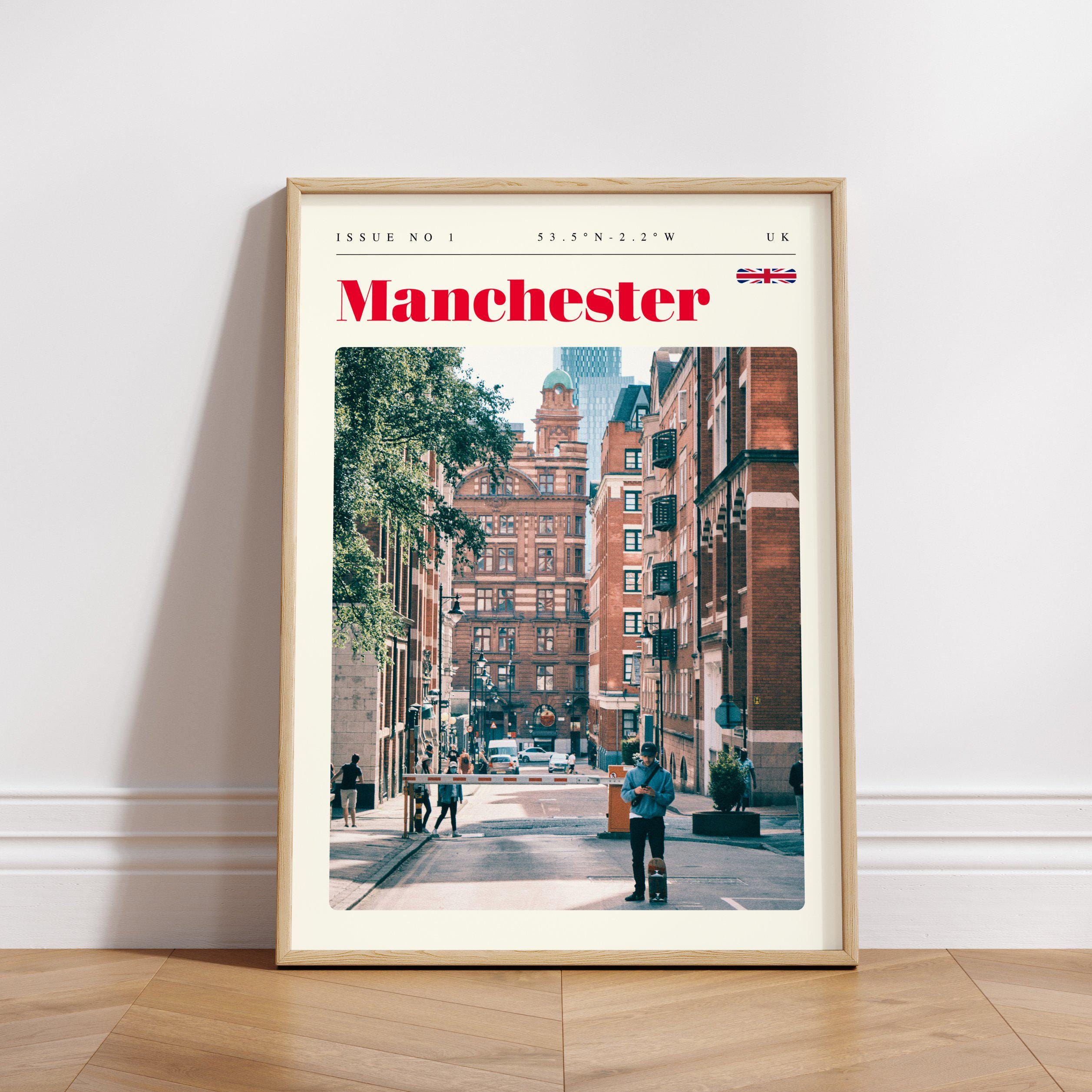 Manchester UK Travel Poster: Retro City Wall Art (digital Download) - Etsy