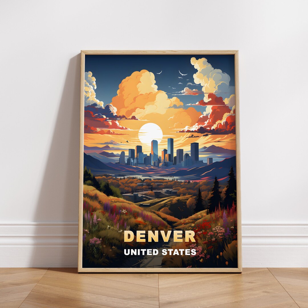Denver Travel Poster: USA Retro North America Wall Art (digital ...